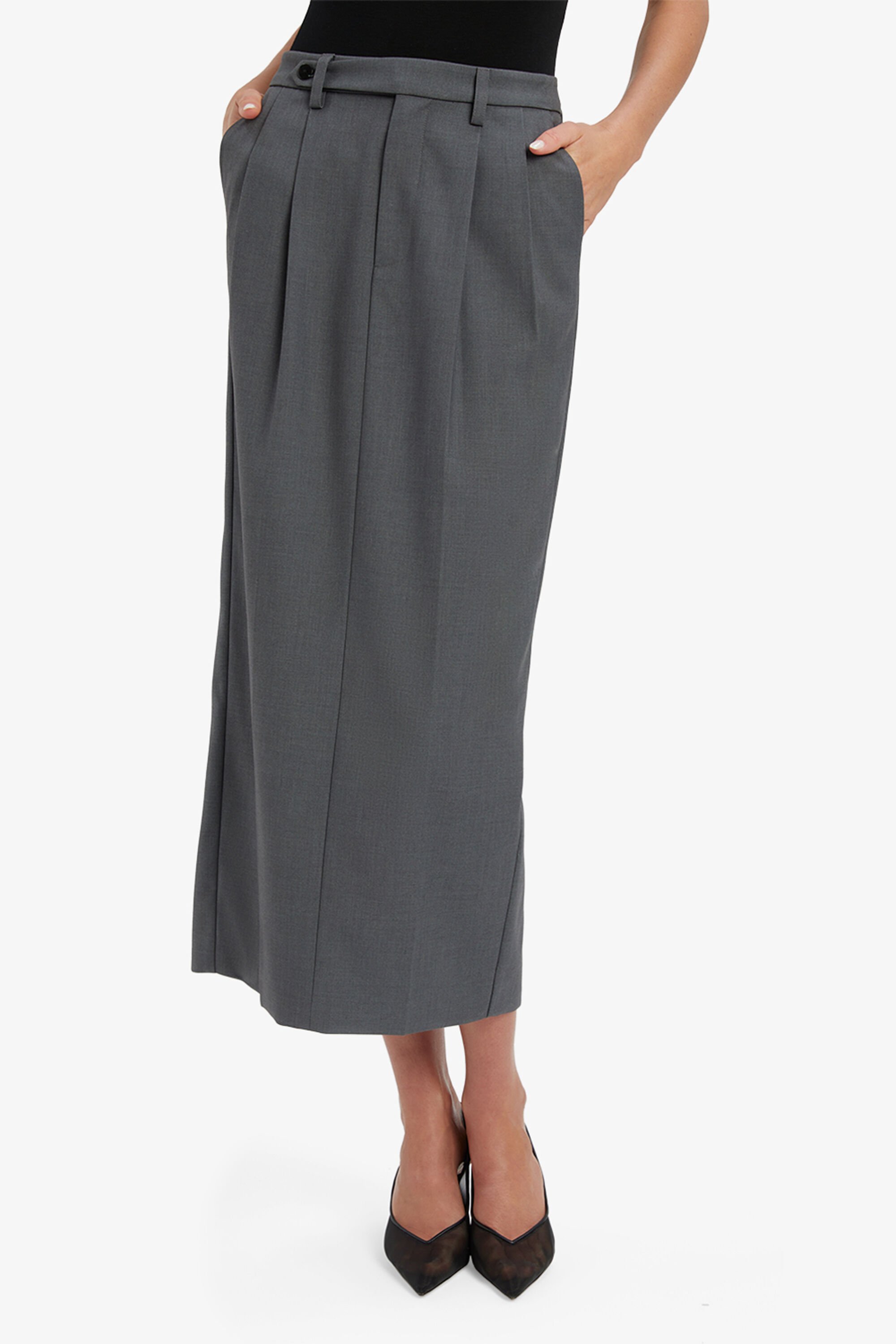 Amiah Mid Rise Maxi Skirt In Dark Grey | Bardot Amiah Mid Rise Maxi Skirt In Dark Grey | Bardot