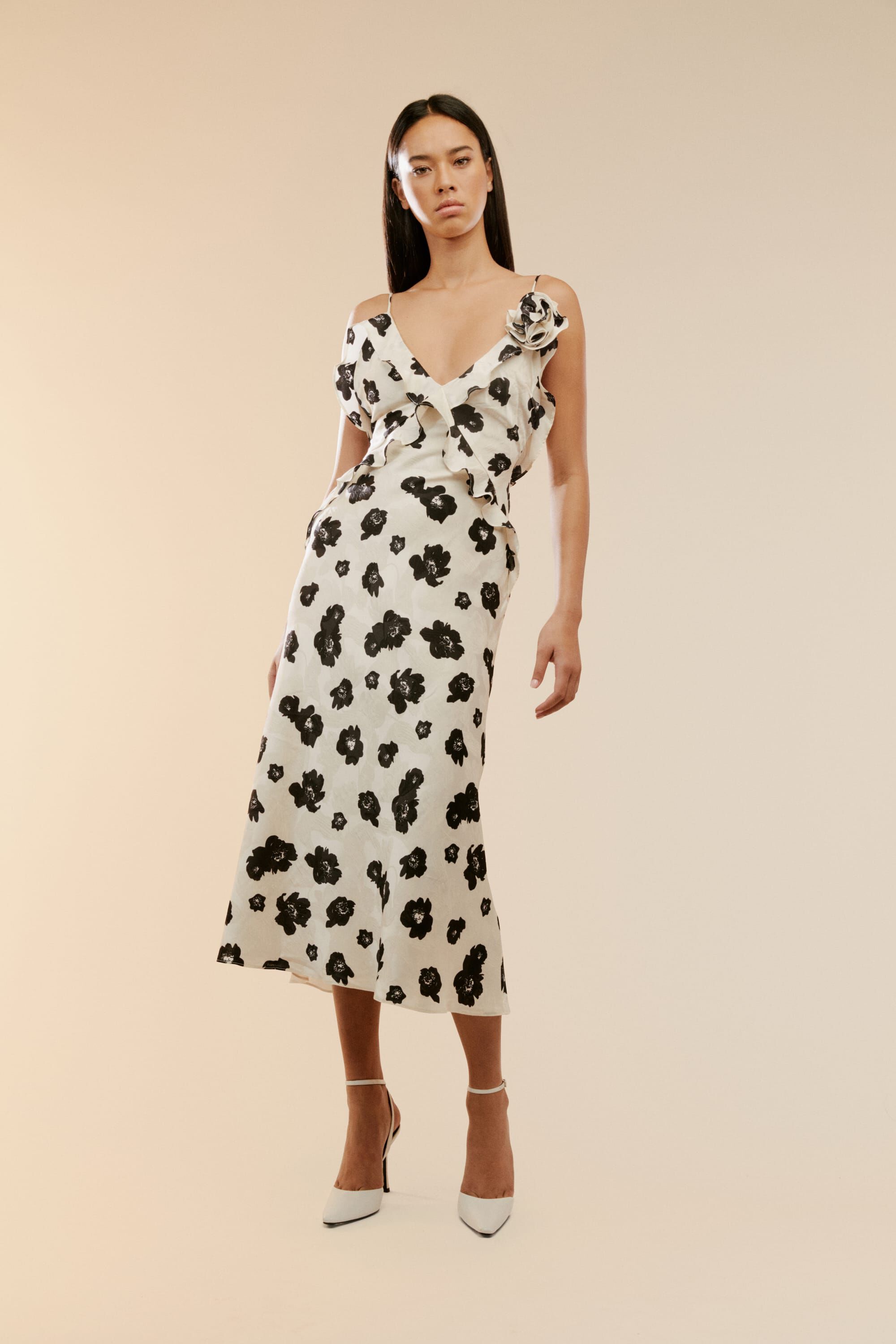 Olea Maxi Dress In Ivory Floral | Bardot