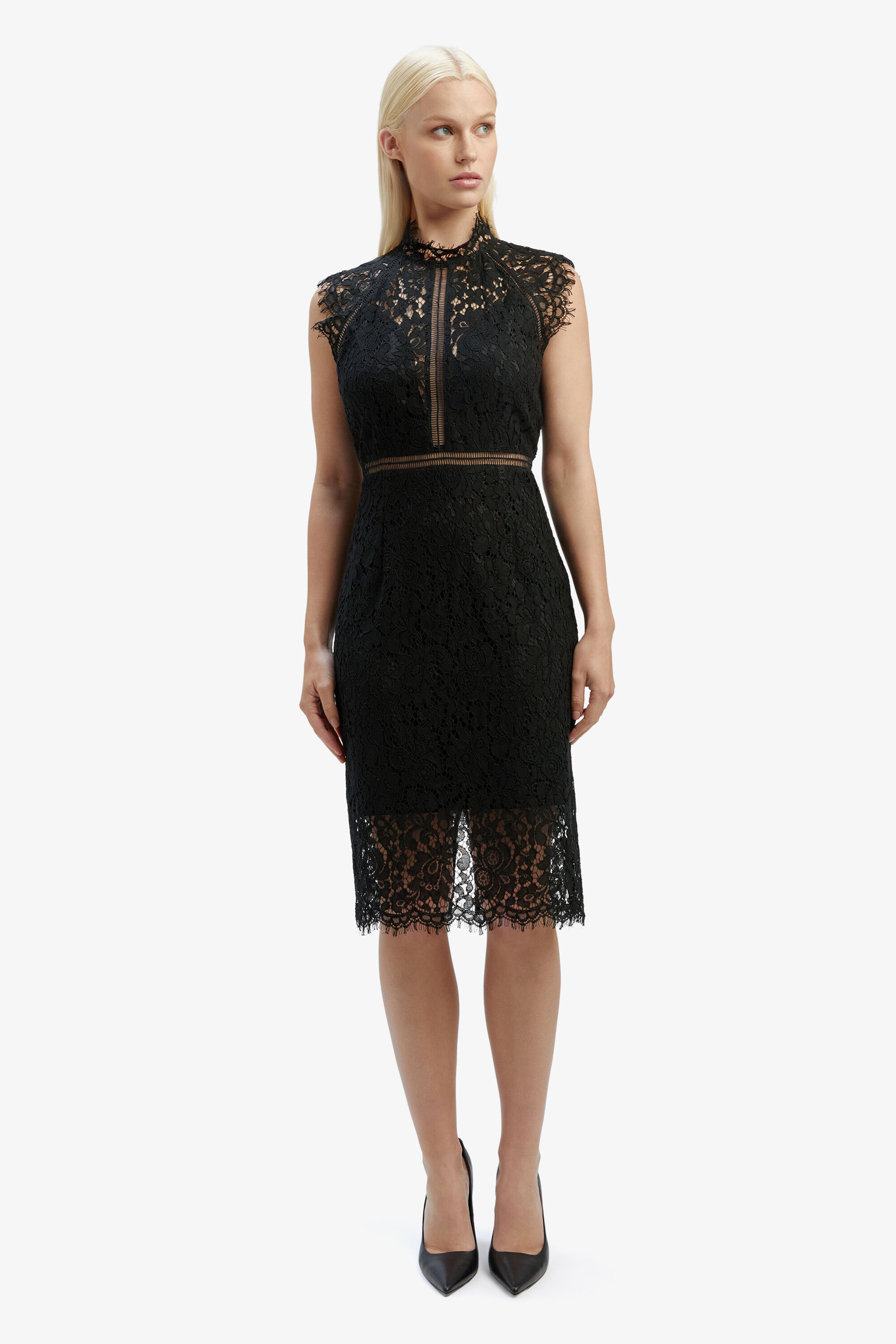 Lace Panel Dress In Black | Bardot