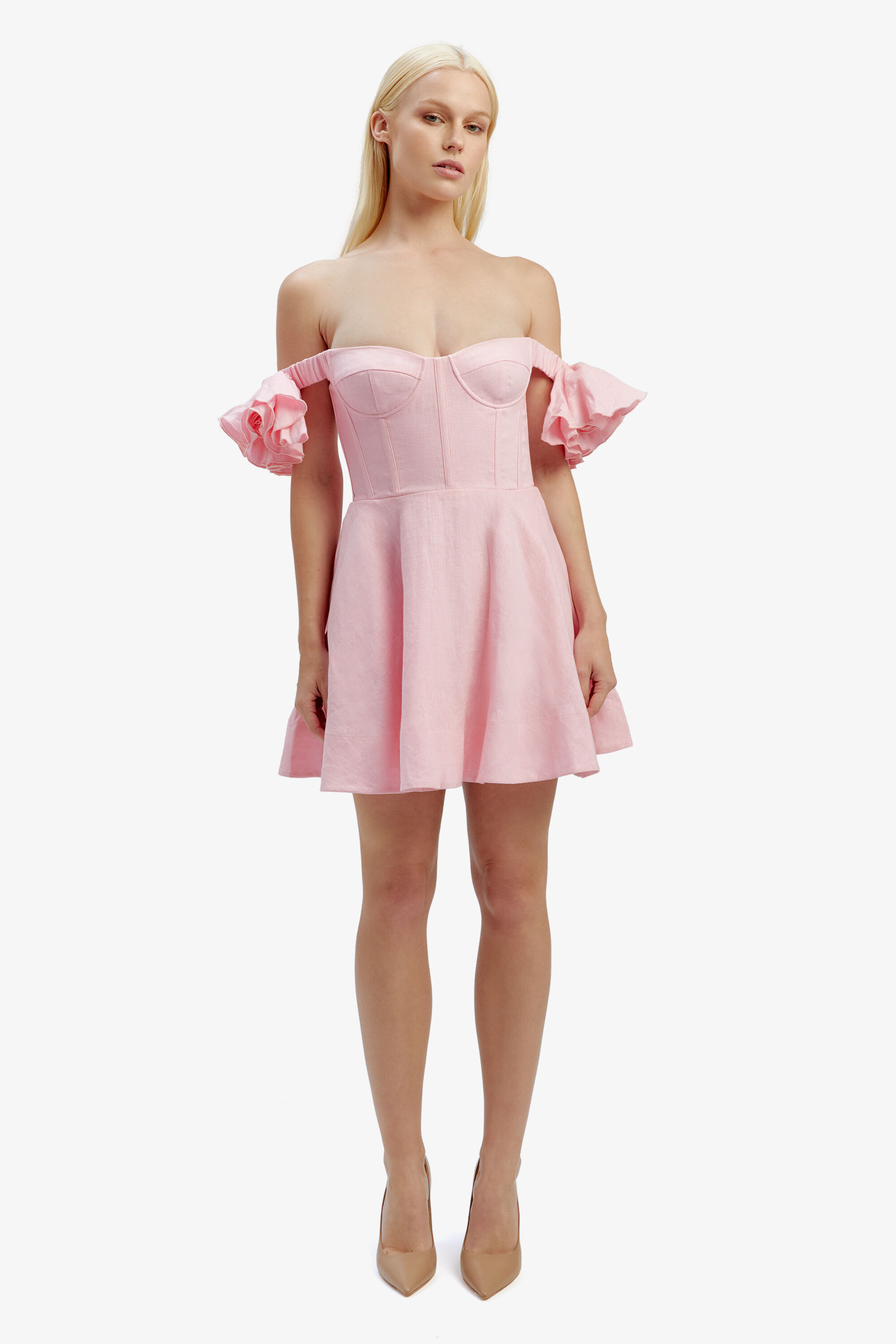 Sigma Mini Dress In Soft Pink | Bardot