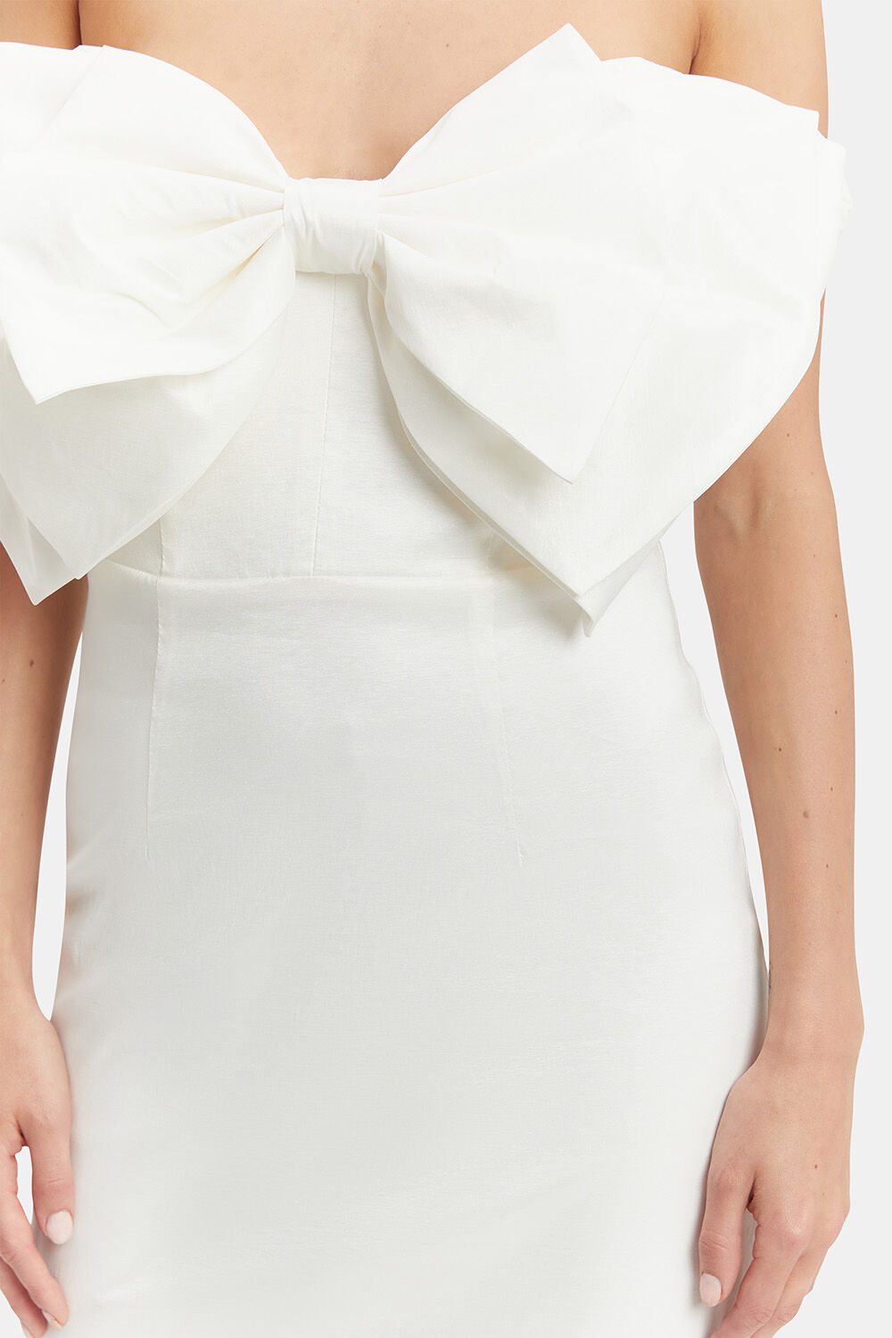 Mini Bow Dress In White | Bardot