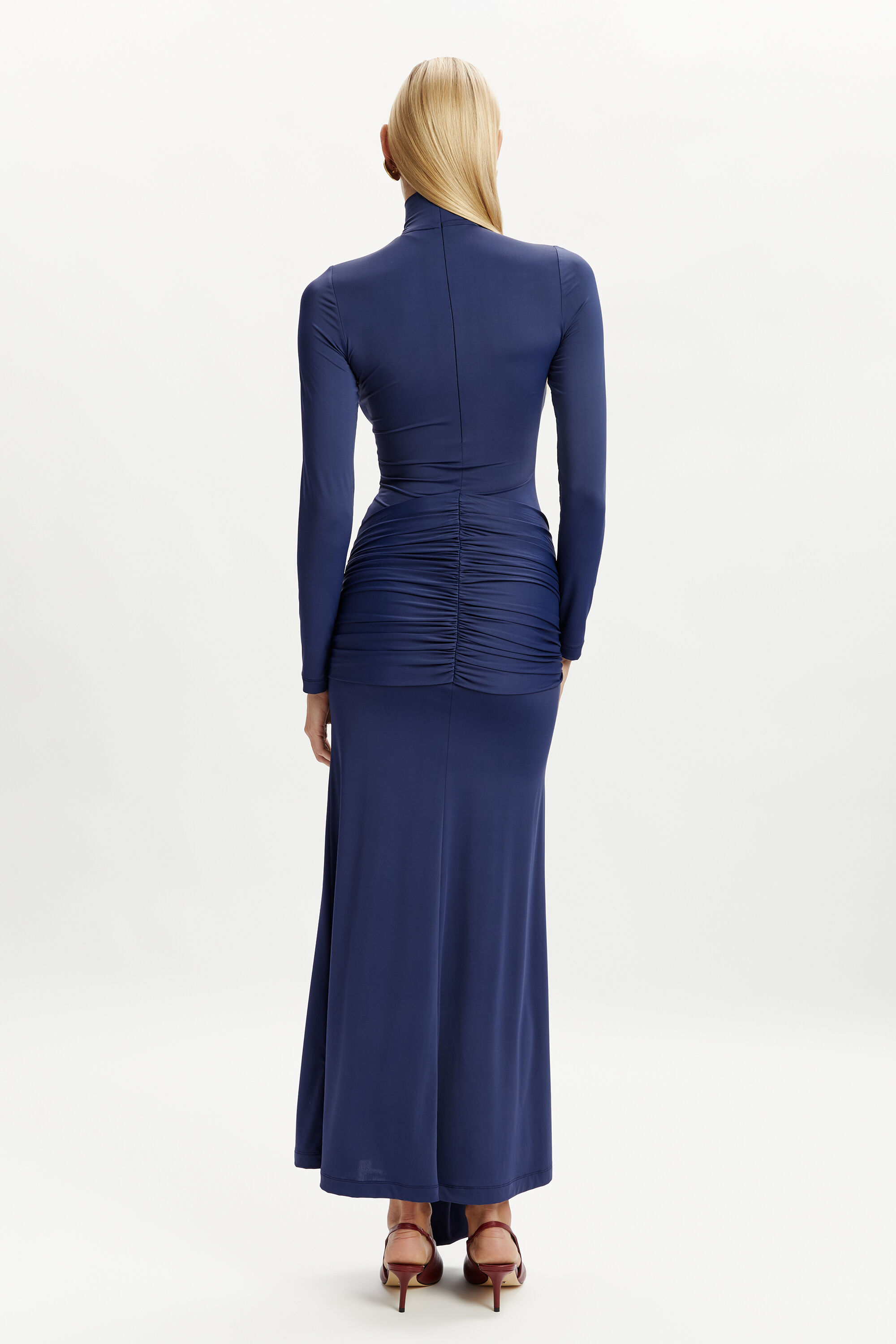Alix Maxi Tie Front Dress In Navy | Bardot