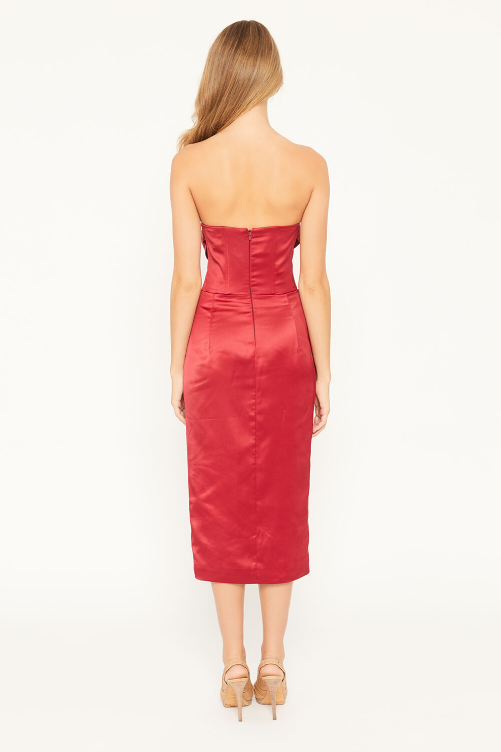 Jamila Corset Dress in Burgundy | Bardot