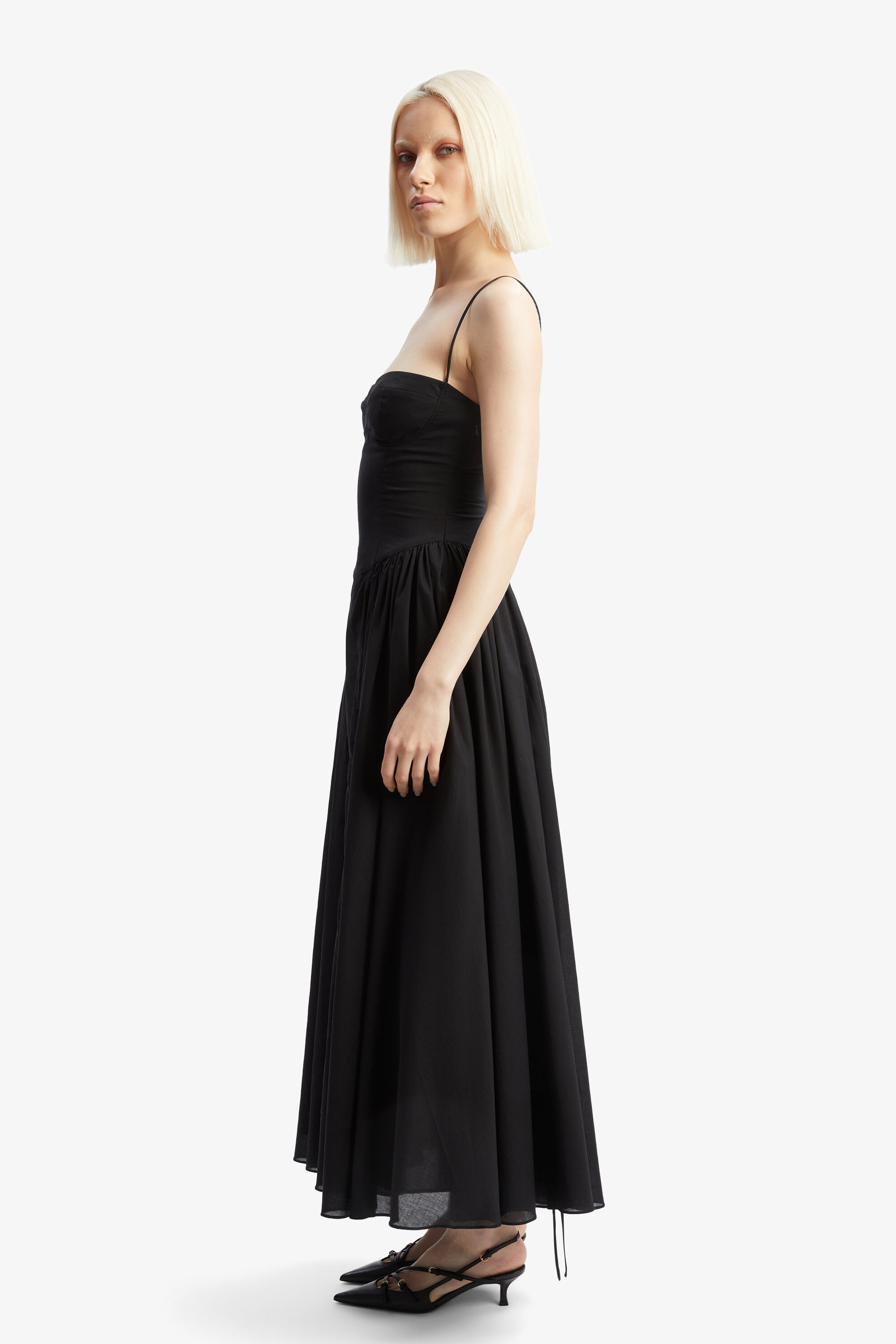Estie Cotton Maxi Dress In Black | Bardot