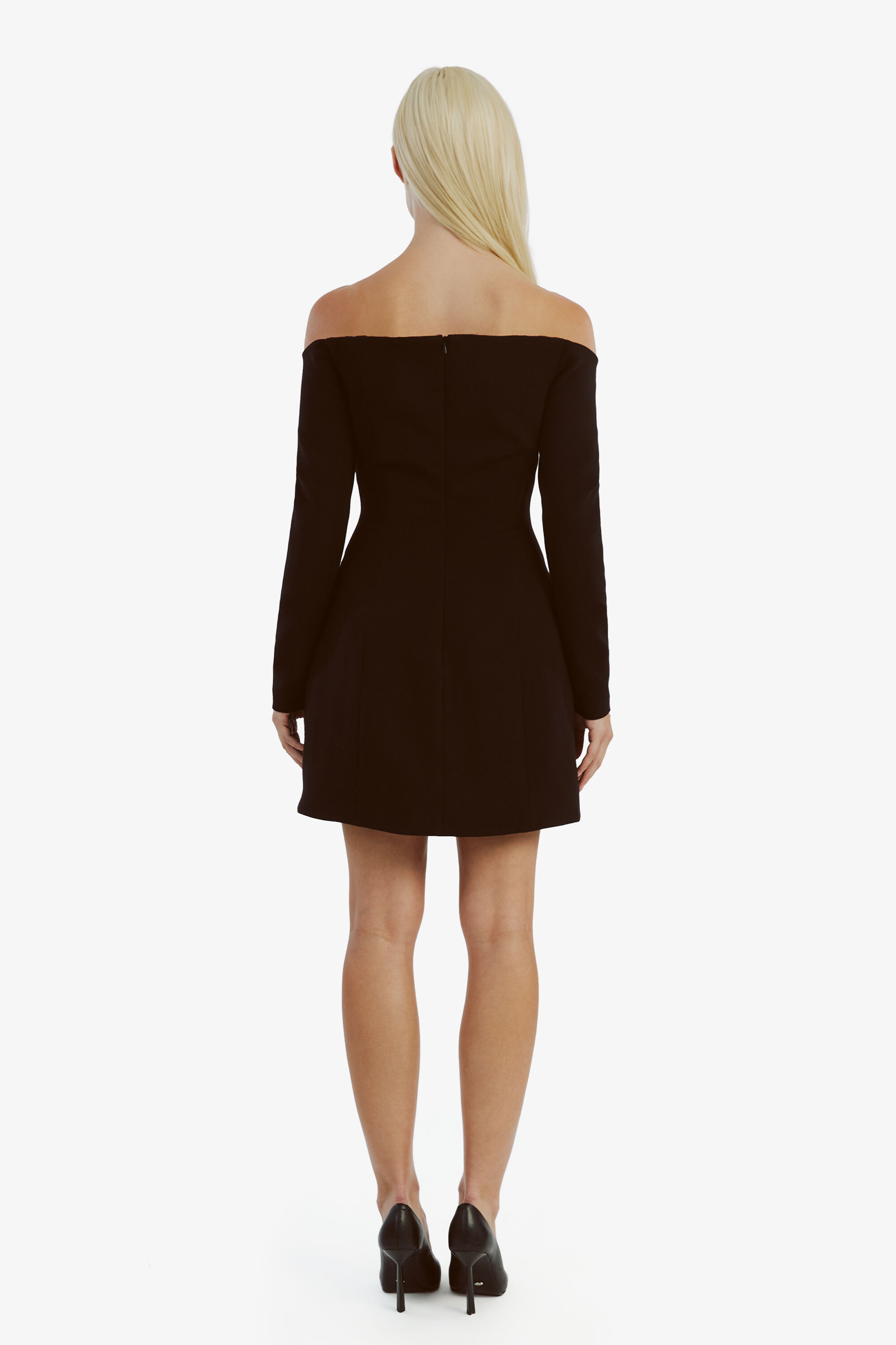 Nadene Hourglass Mini Dress In Black | Bardot