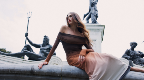 Veria Wrap Mesh Maxi Dress In Chocolate | Bardot